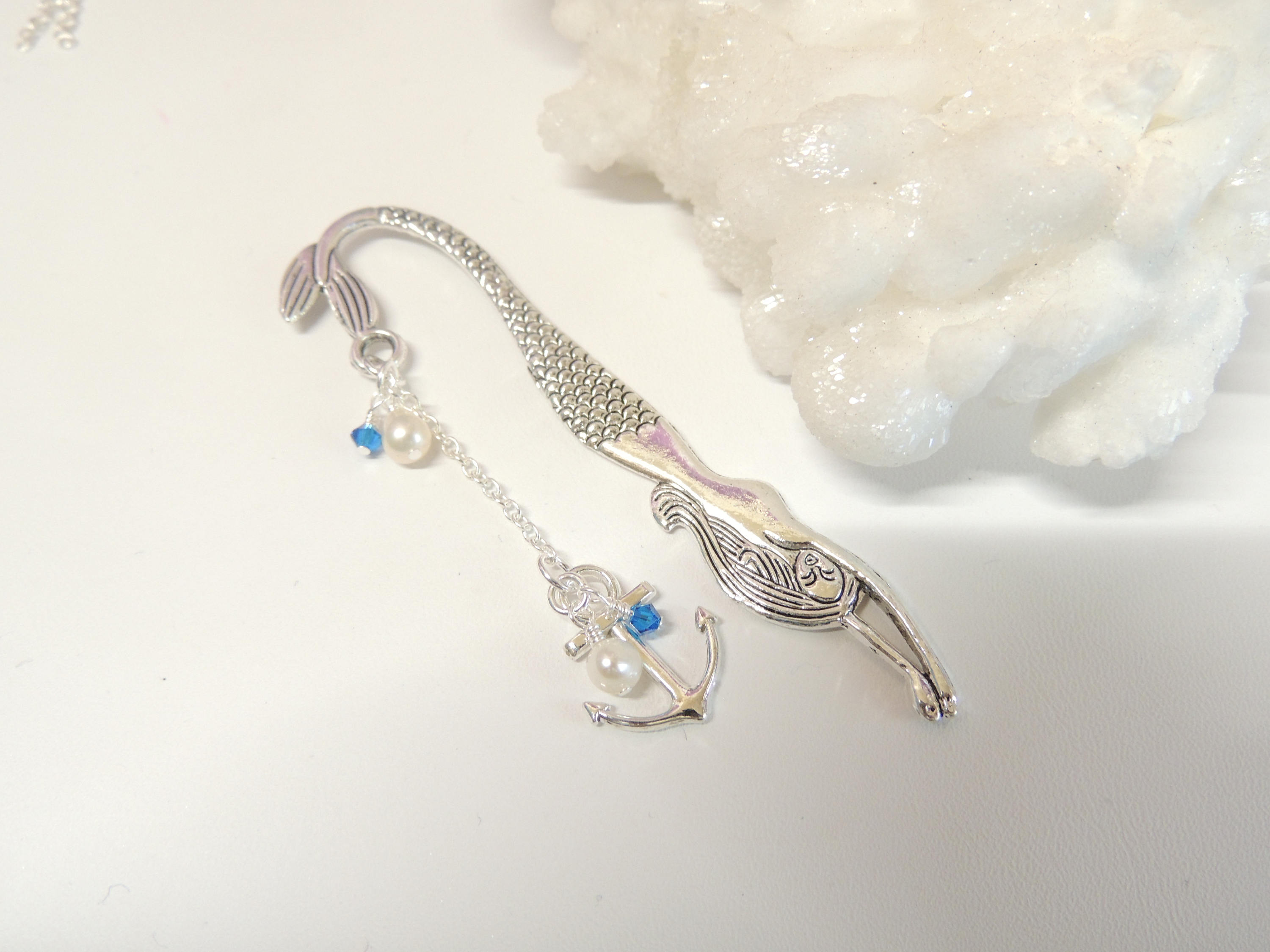 Mermaid Bookmark with Freshwater Pearls Metal Bookmark | Etsy