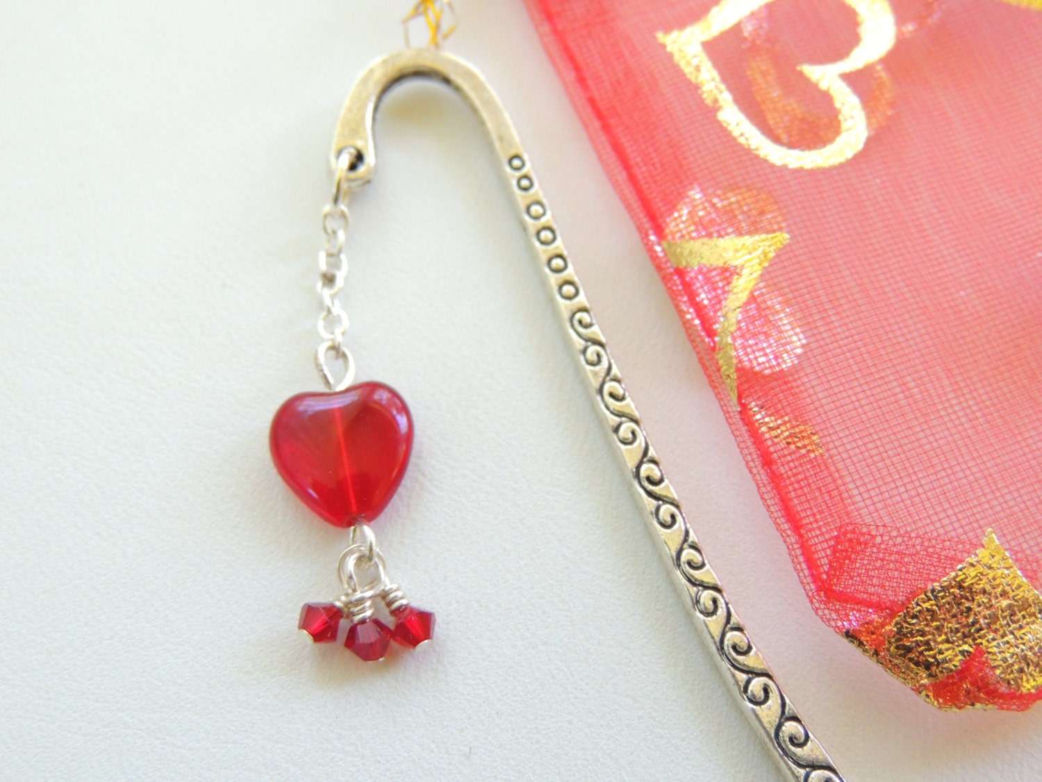 Heart Bookmark Valentines Day Gift Metal Bookmark Red Heart | Etsy