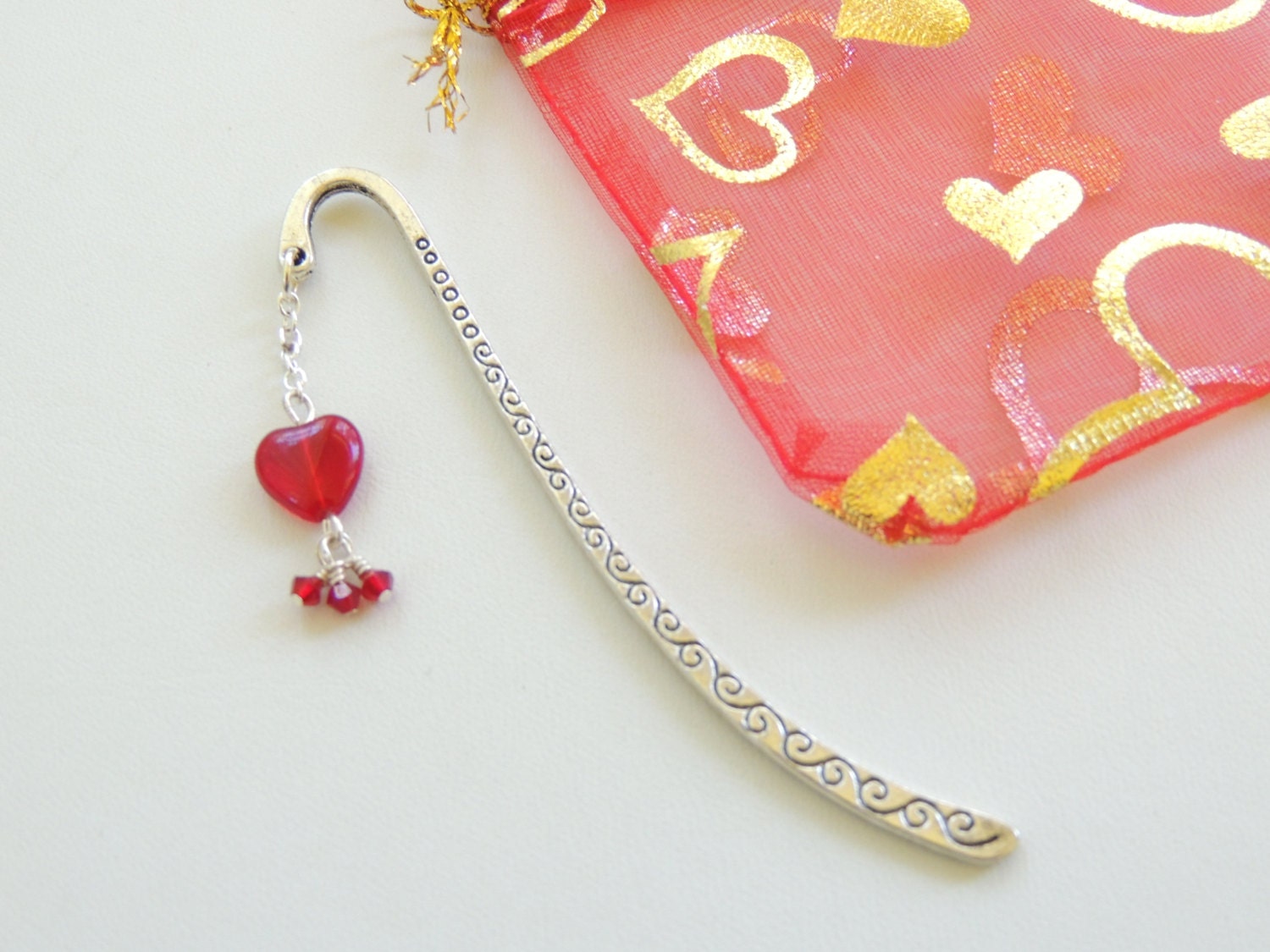 Heart Bookmark Valentines Day Gift Metal Bookmark Red Heart | Etsy
