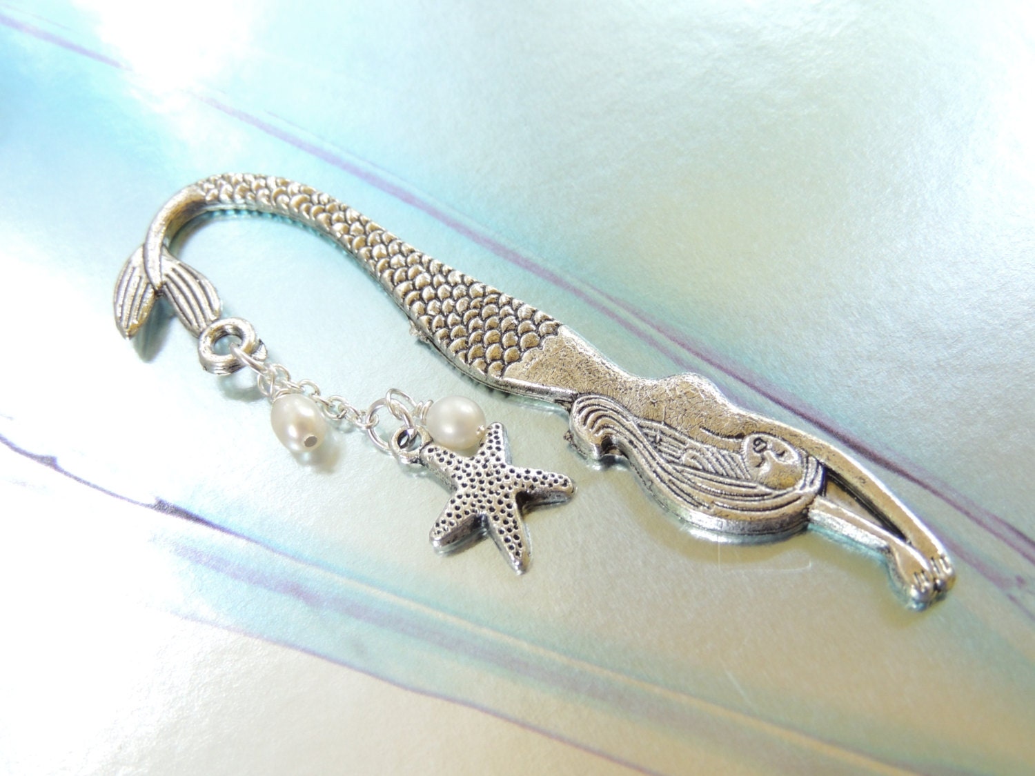 Mermaid Pearl and Shell Bookmark Starfish Bookmark Sealife - Etsy