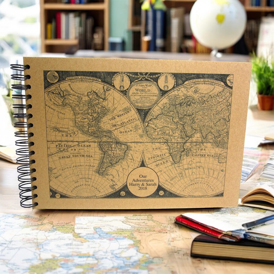 Personalised Map Scrapbook A5 A4 Travel Journal, Photo Album, Guestbook ...