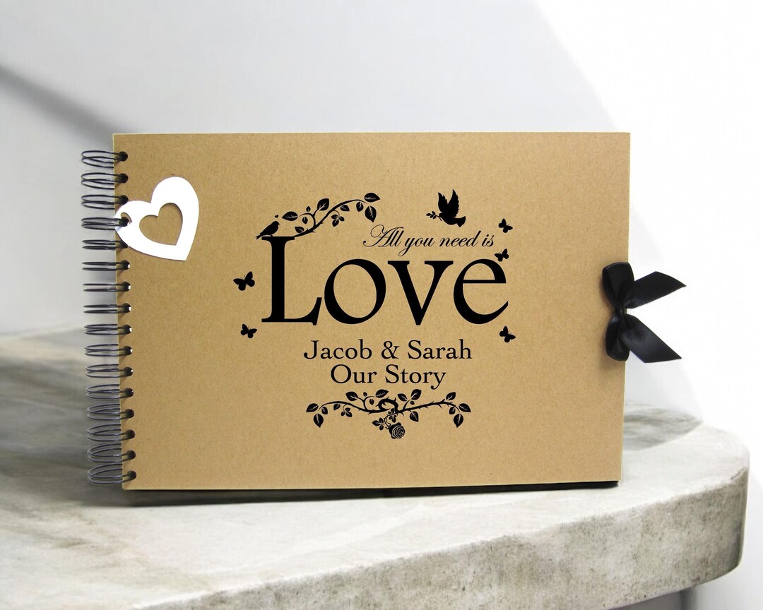 Personalised Kraft Scrapbook A5 A4 All You Need is Love, Photo Album ...