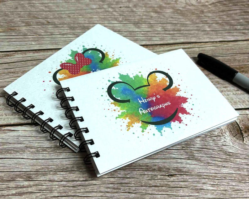 A6 Personalised Colourful Disney Autograph Book, Disneyland, World ...