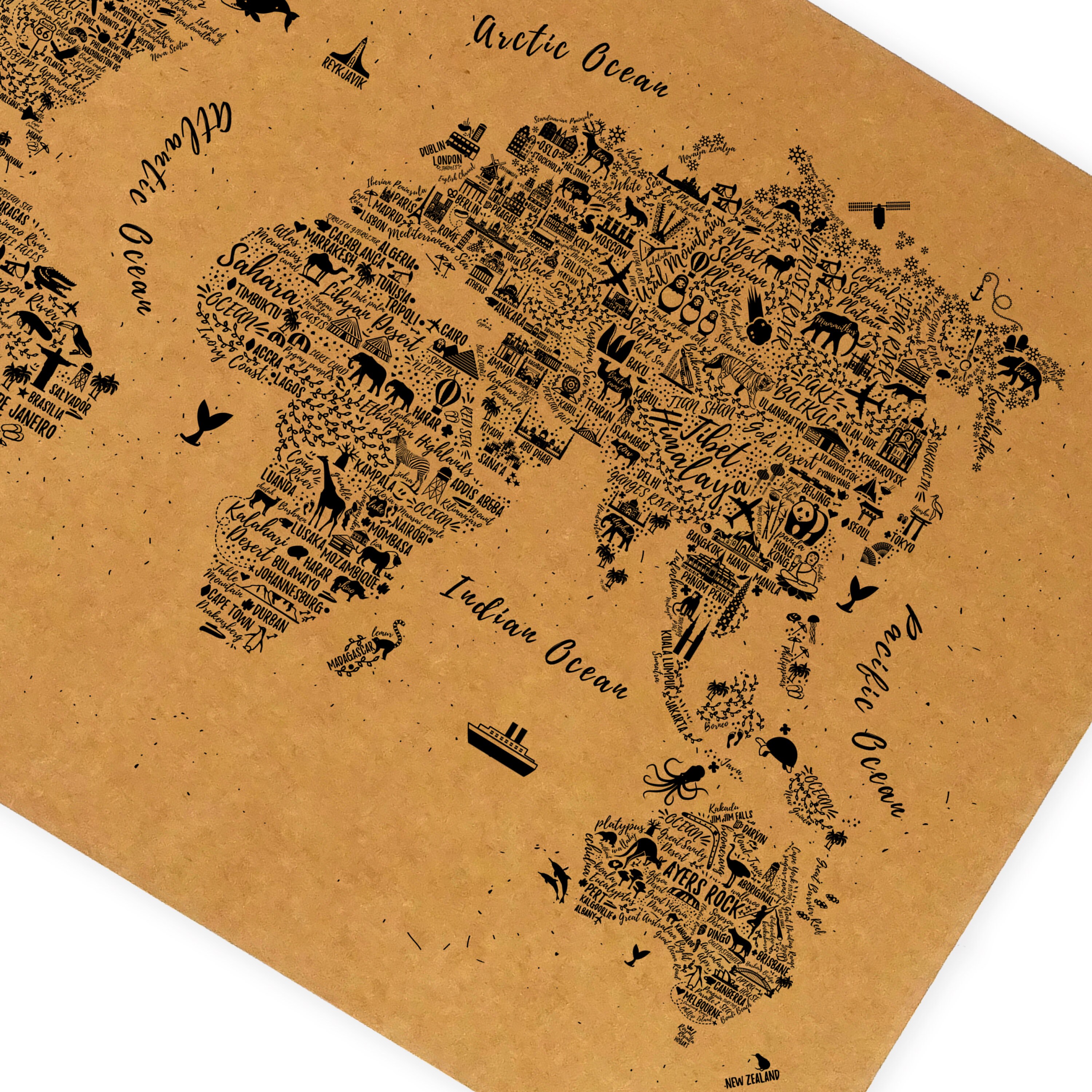 Personalised A5/A4/A3 WORD ART World Map Scrapbook Travel Journal ...