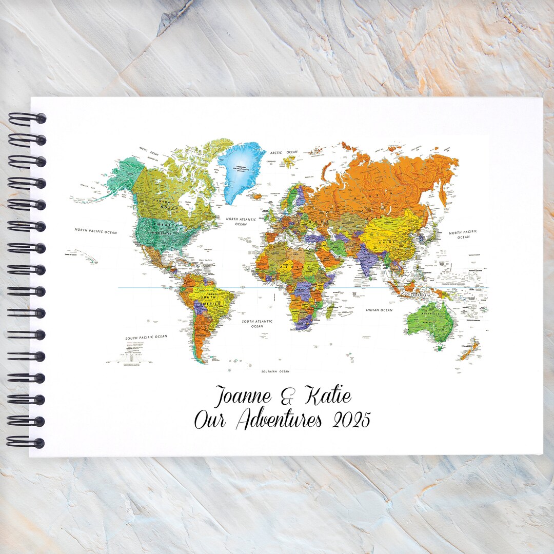 Personalised Splash Scrapbook A5 A4 A3 WORLD MAP, Photo Album, Keepsake ...