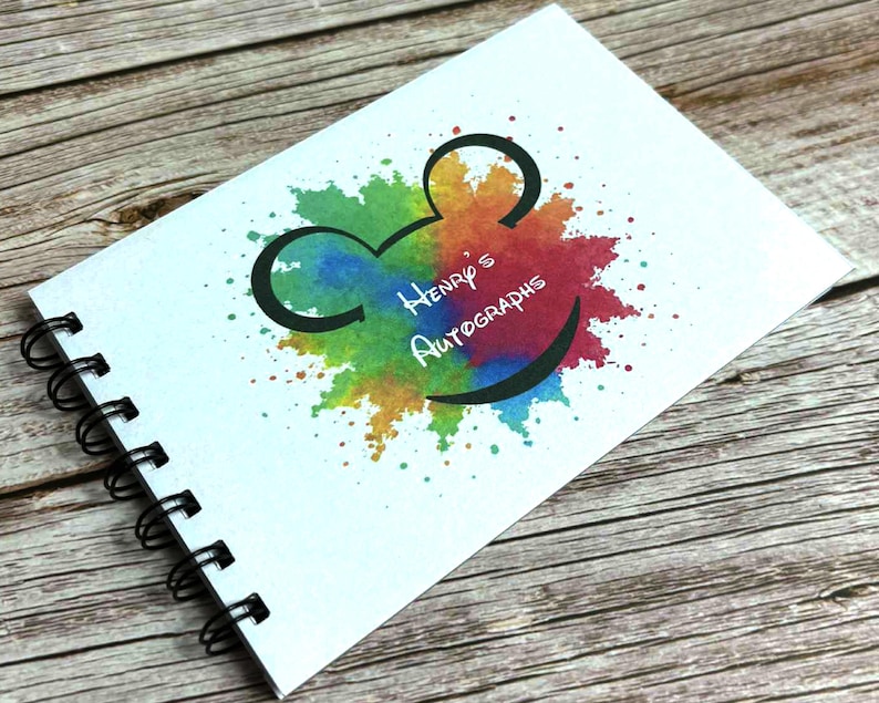 A6 Personalised Colourful Disney Autograph Book, Disneyland, World ...