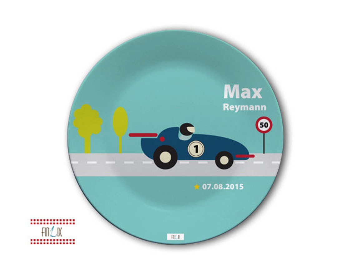 Children's Plate With Name and Car - Etsy
