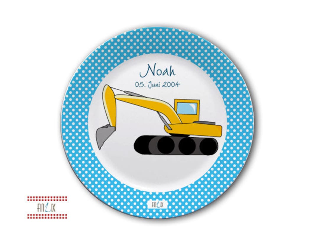 Plates With Names Vehicles, Excavators, Fire Brigade, Children's Plates ...