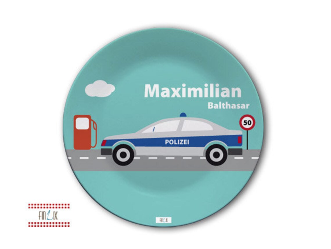 Children's Plate With Name and Car - Etsy