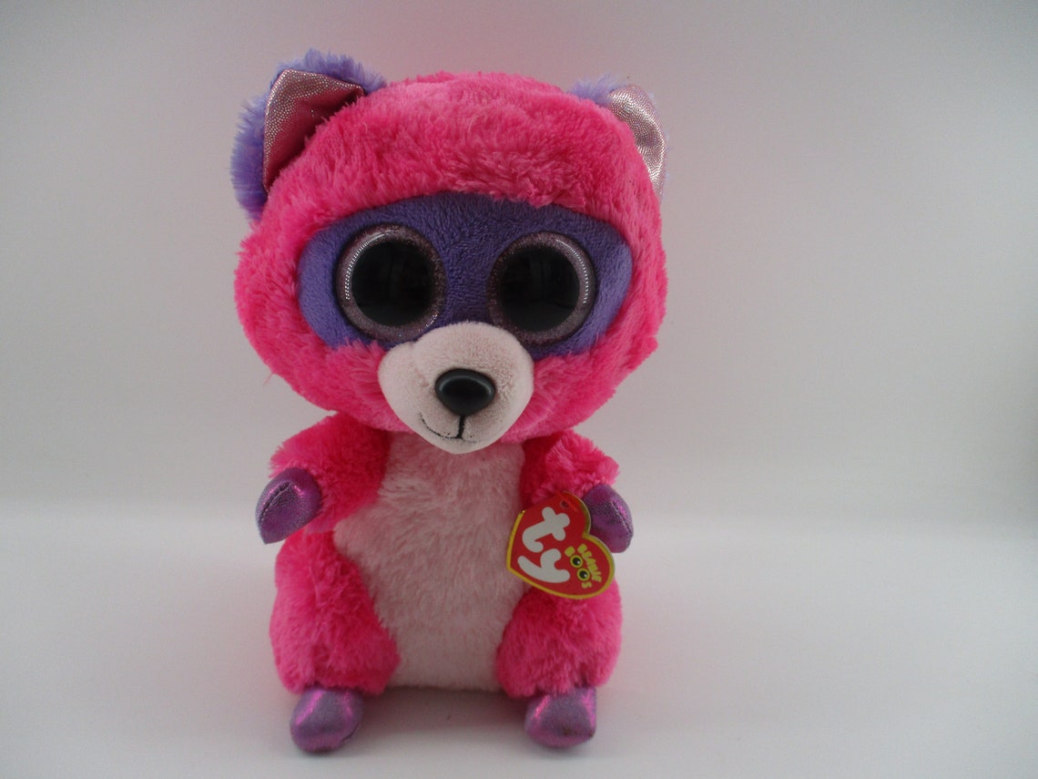 6" Ty Beanie Boo "roxy" Pink and Purple Raccoon, Retired, Mint, Very ...