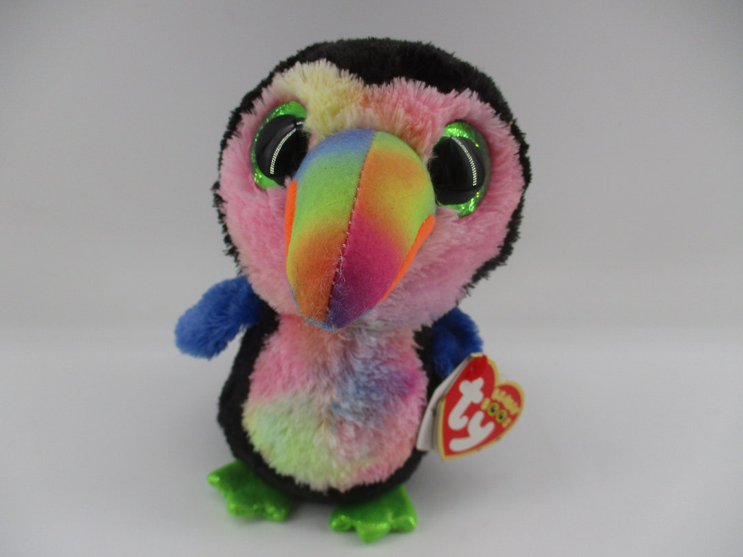 6" Ty Beanie "beaks" Tuscan Bird, Rainbow Front, Blue Wings and Tail ...