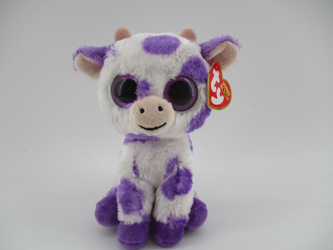6" Ty Beanie Boo "ethel" Cow With Purple Spots, Mint. - Etsy