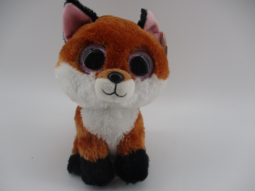 Slick, 6 Tan and White Ty Beanie Fox, Retired, New, Mint. - Etsy