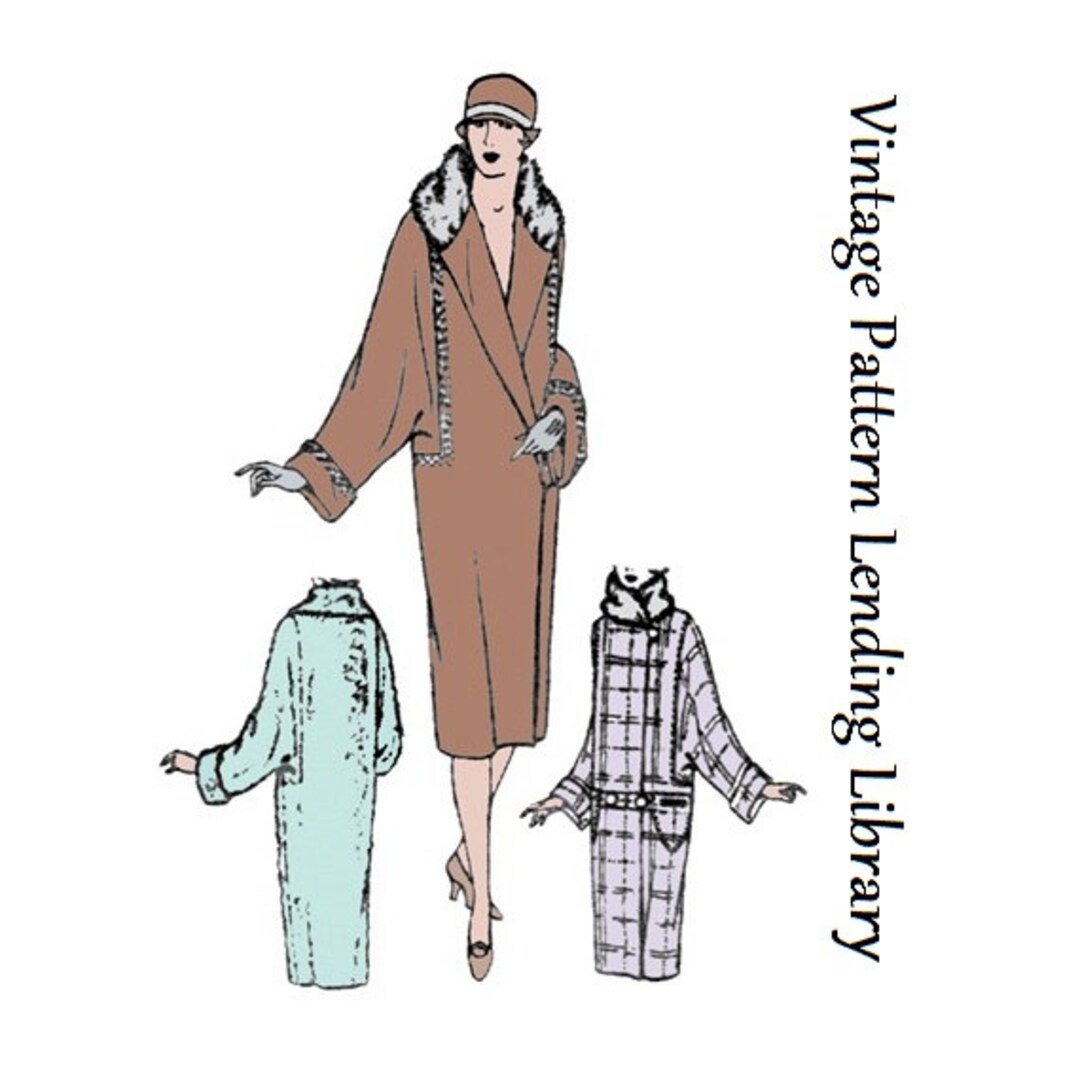 1920s Ladies Coat With Dolman Sleeves Reproduction 1926 Sewing Pattern ...