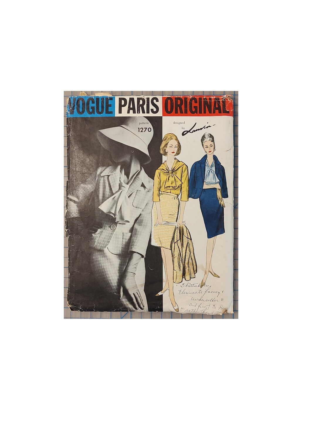 ORIGINAL Vogue Paris Original Sewing Pattern 1270 by Lanvin 1963 Misses ...