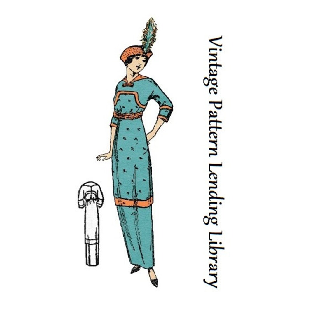 1910s Ladies Dress With Flounce 1912 Reproduction Sewing Pattern E6211 ...