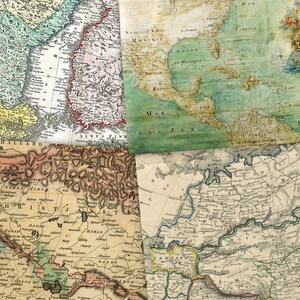 Antique Maps Digital Paper, 12x12, Instant Download, Globe Background ...