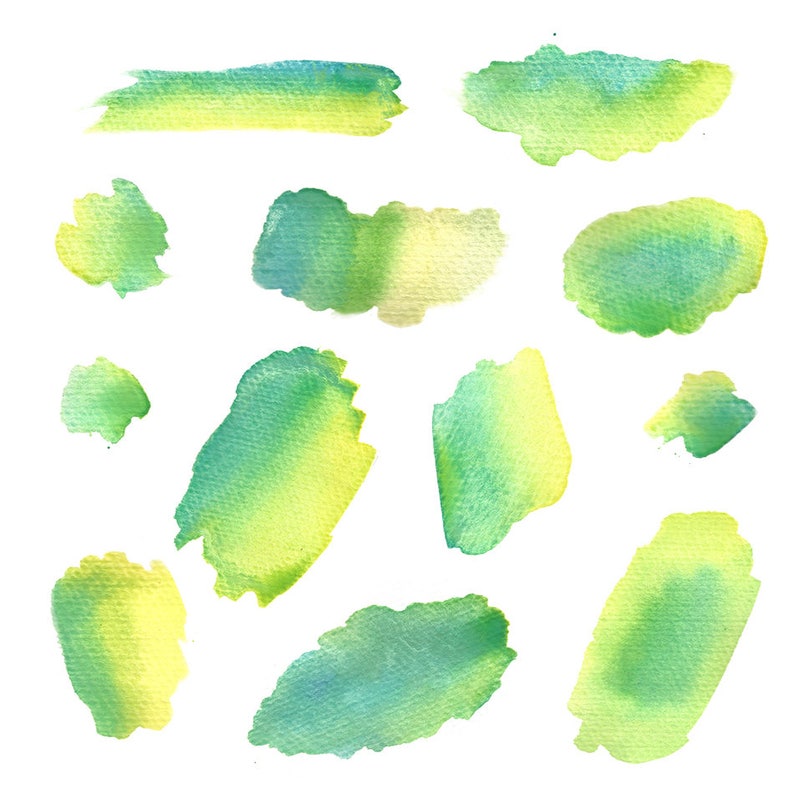 Watercolor Splash Clip Art Set, Paint Blobs, Blue Green Yellow, Painted ...