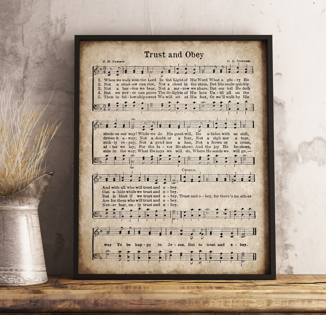 Trust And Obey Hymn Print Printable Vintage Sheet Music Etsy Canada