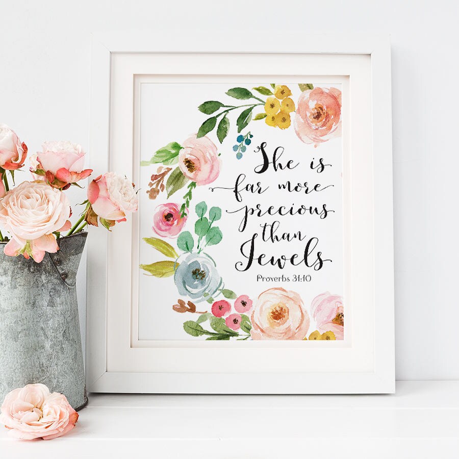 Floral Nursery Prints Set of 4 Printable Baby Girl Decor | Etsy