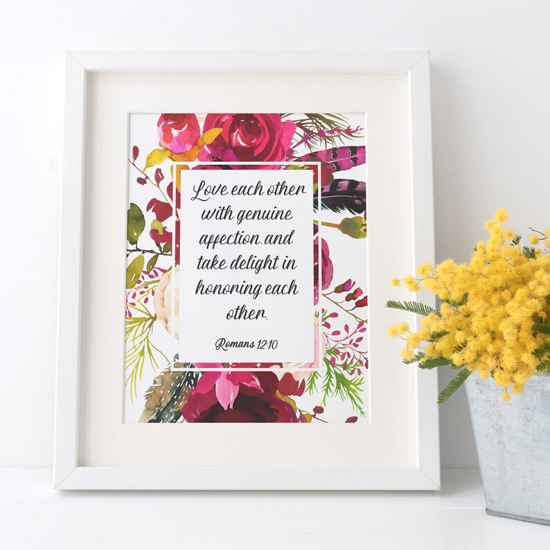 Romans 12:10 Print Love Printable Bible Verse Art Instant | Etsy