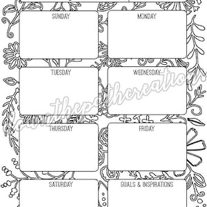 Adult Coloring Weekly Planner Printable Pages, Instant Download, US ...