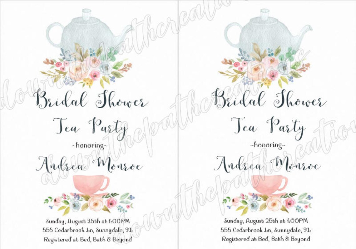 Tea Party Invitation Printable Editable PDF Custom Bridal - Etsy
