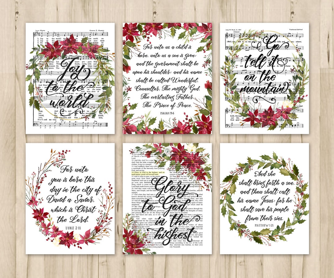 Set of 6 Christmas Bible Verse Printables, Winter Scripture Download ...