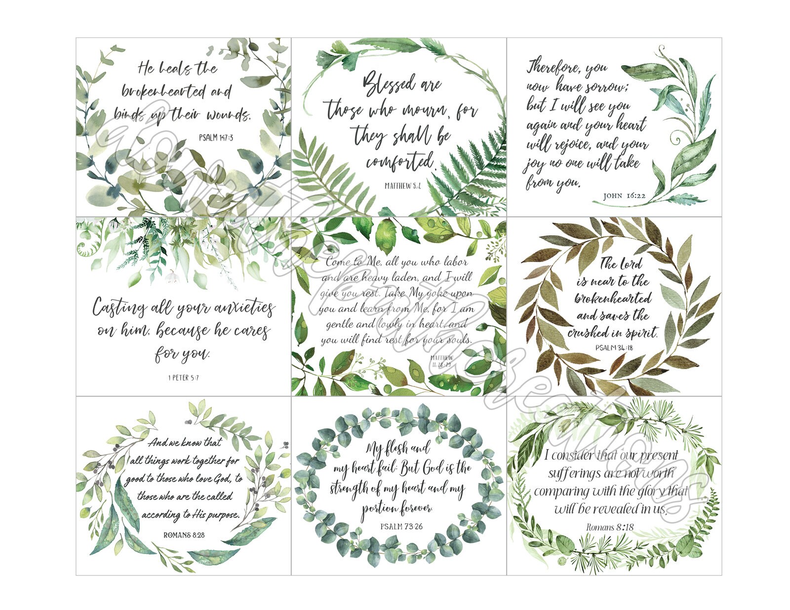 Grief Bible Verse Cards, Printable — Down the Path Creations