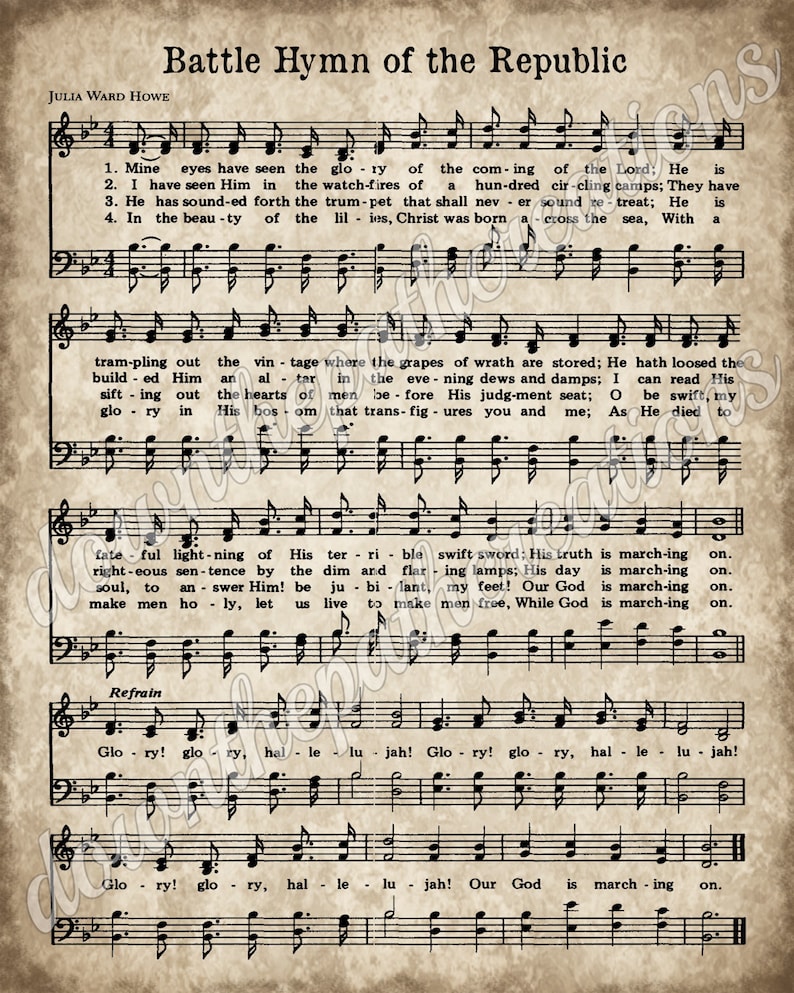 Battle Hymn of the Republic Print Printable Vintage Sheet - Etsy