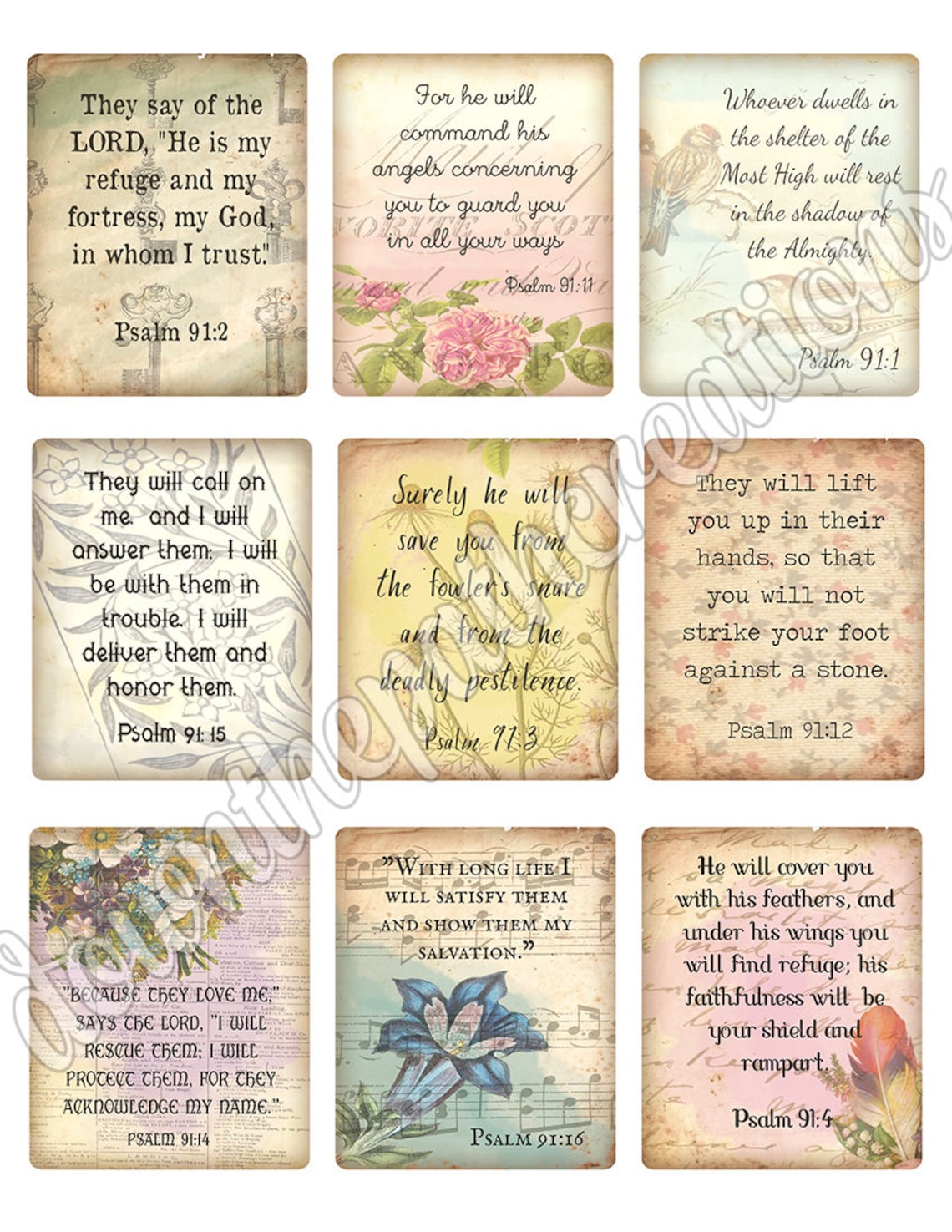 Psalm 91 Printable Bible Verse Cards, 2.5" X 3", Instant Download ...