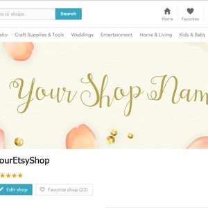 Pink & Gold Etsy Set, Cover Photo, Shop Icon, Custom Listing Image ...