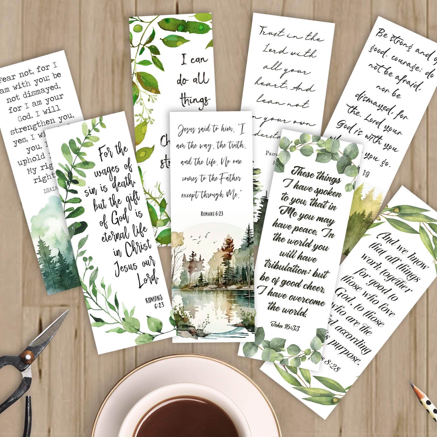 Mens Bible Bookmarks, Printable Set of 8 — Down the Path Creations