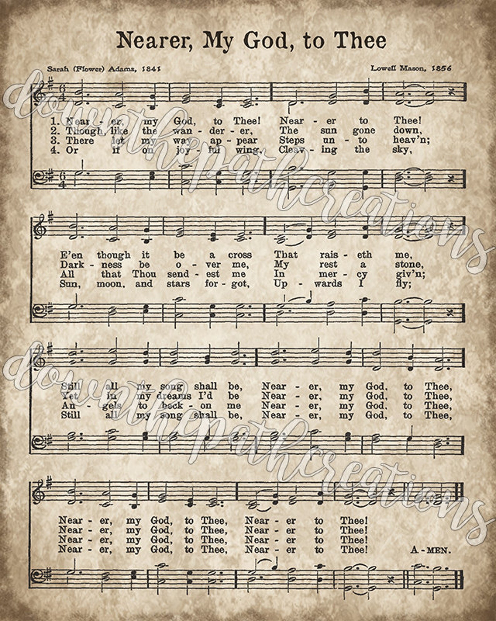 Nearer My God to Thee Print, Printable Vintage Sheet Music, Instant ...