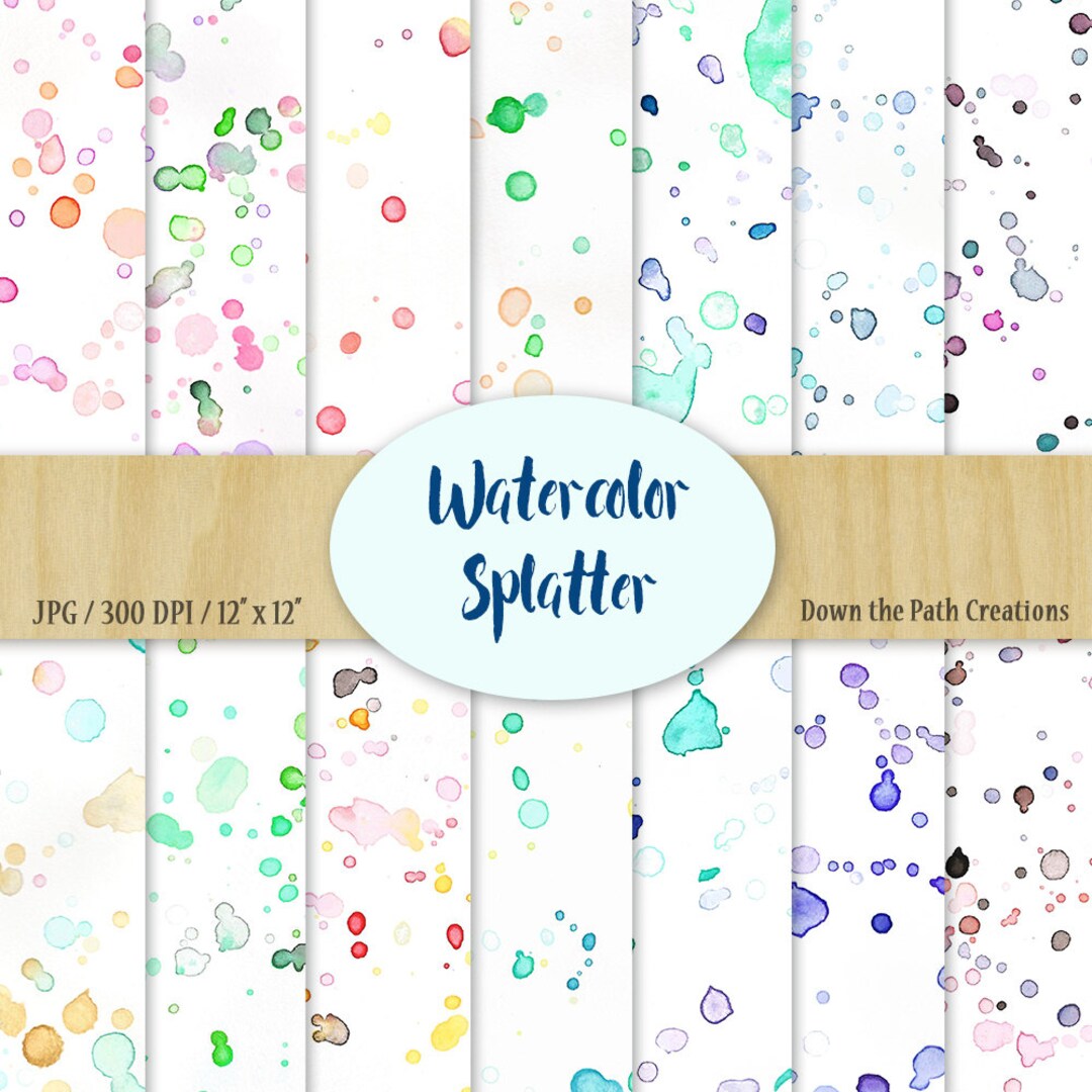Watercolor Splatter Digital Paper, Instant Download, Watercolor ...