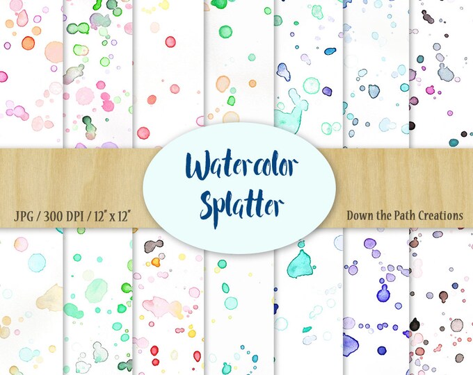 Watercolor Splatter Digital Paper Instant Download - Etsy