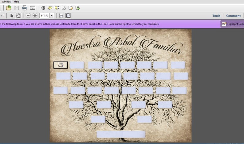 Spanish Family Tree Printable, 5 Generation Template, INSTANT DOWNLOAD ...