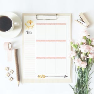 Printable Happy Planner Weekly Pages, Pink Rose Gold, Undated Blank ...