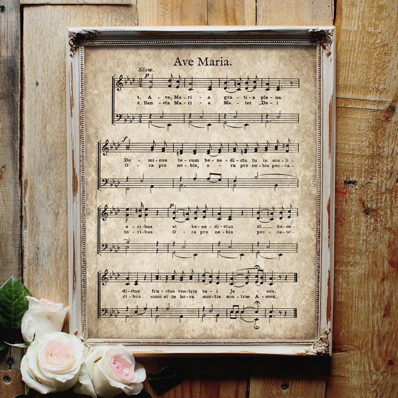 Ave Maria Vintage Hymn Print Printable Sheet Music Instant Etsy