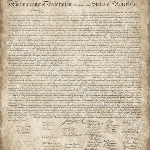 Declaration of Independence Print, Vintage American Printable, Instant ...