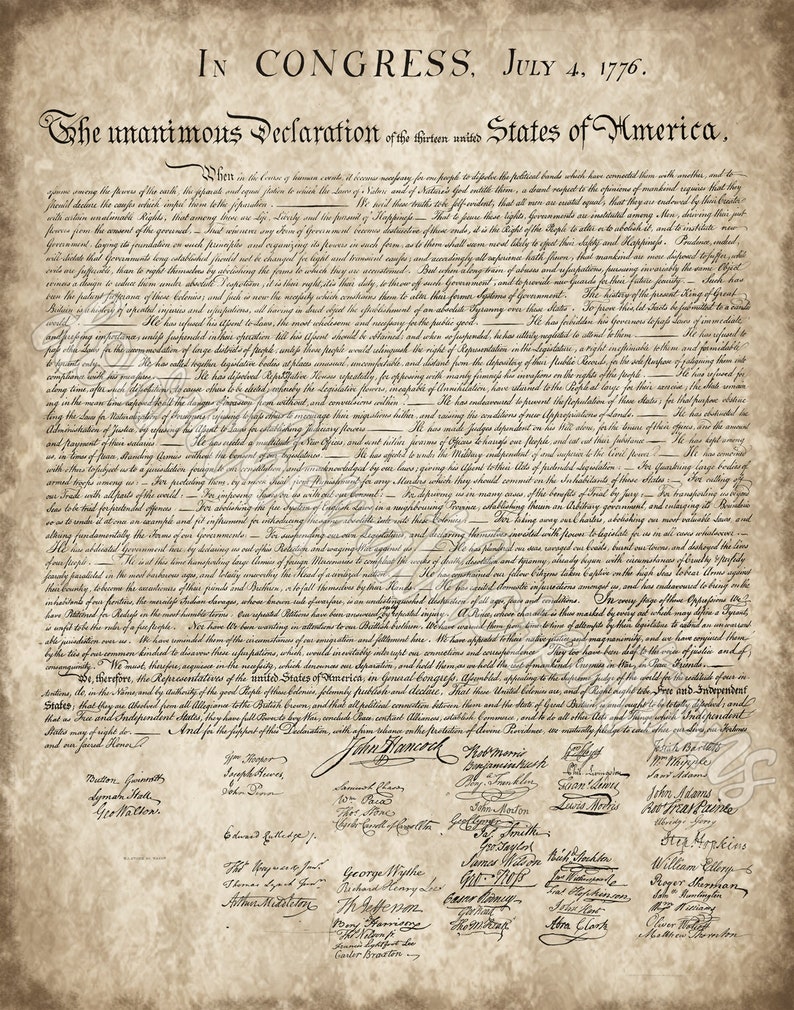Declaration of Independence Print Vintage American Printable - Etsy