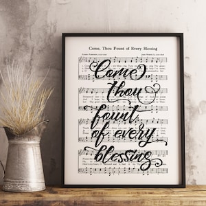 Hymn Lettering Print Set of 4, Printable Sheet Music, Amazing Grace, It ...