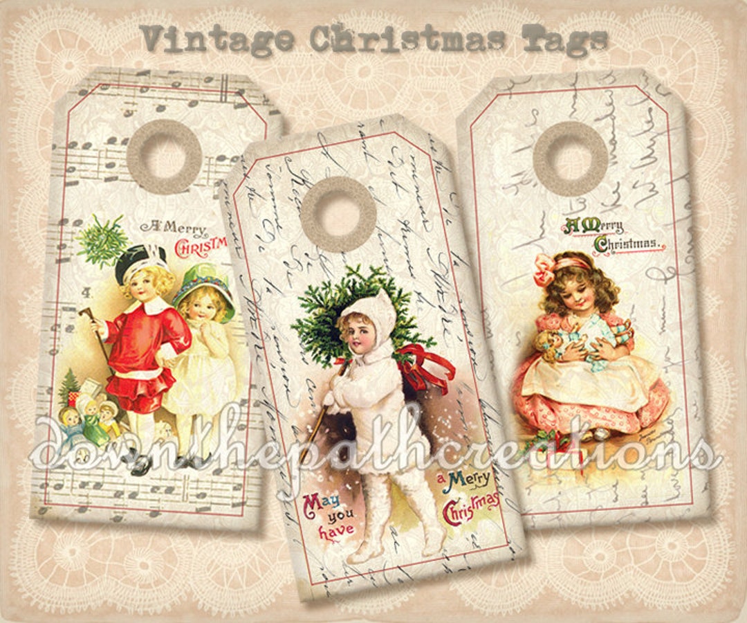 Victorian Christmas Tags, Vintage Gift Labels, Printable Tag, Instant ...