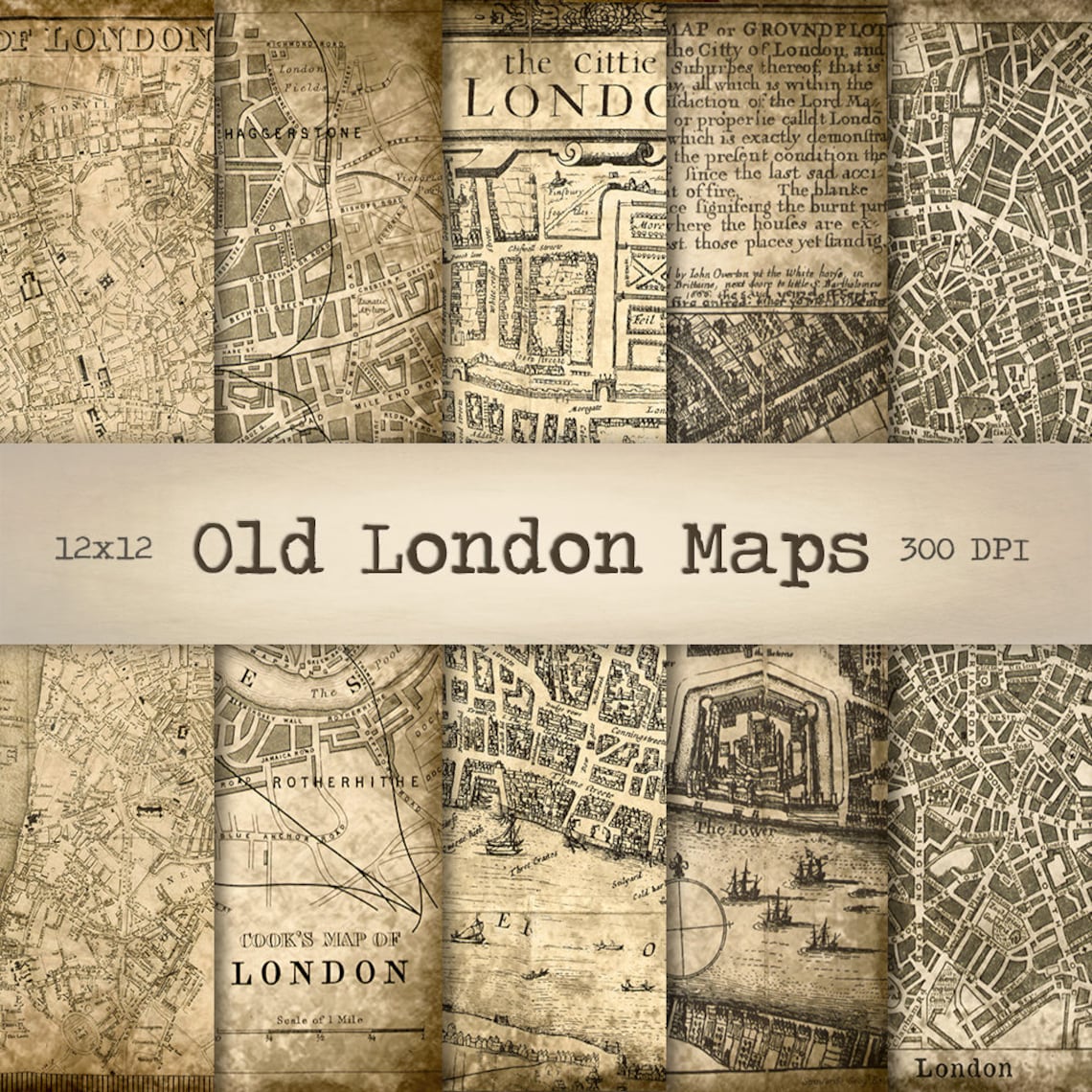 London Maps Digital Paper Instant Download, Vintage Background ...
