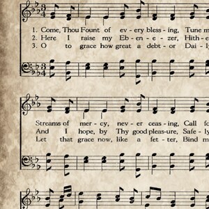 Come Thou Fount Print, Printable Vintage Sheet Music, Instant Download ...