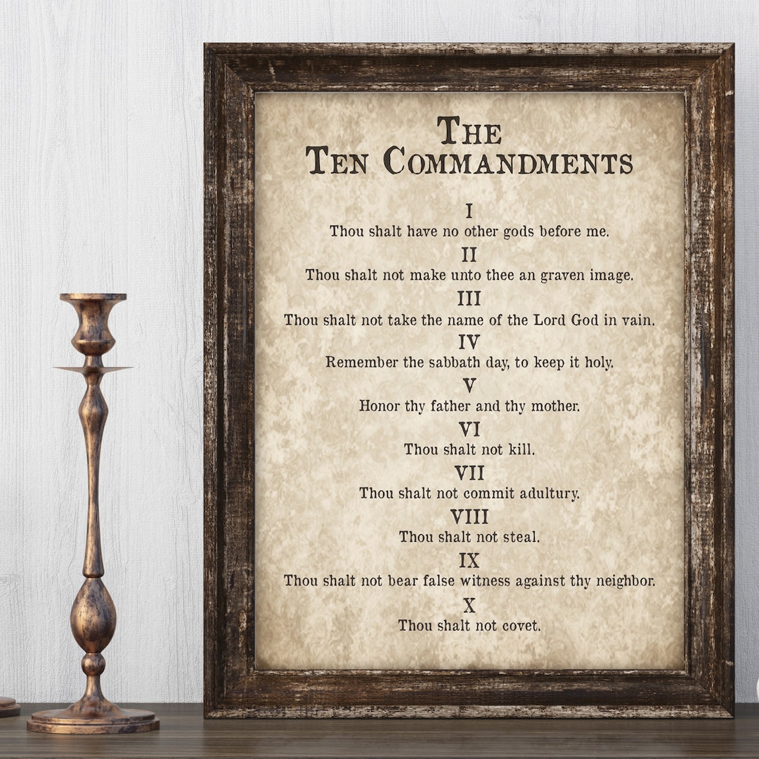 Ten Commandments Printable, Exodus 20 Print, INSTANT DOWNLOAD, Vintage ...