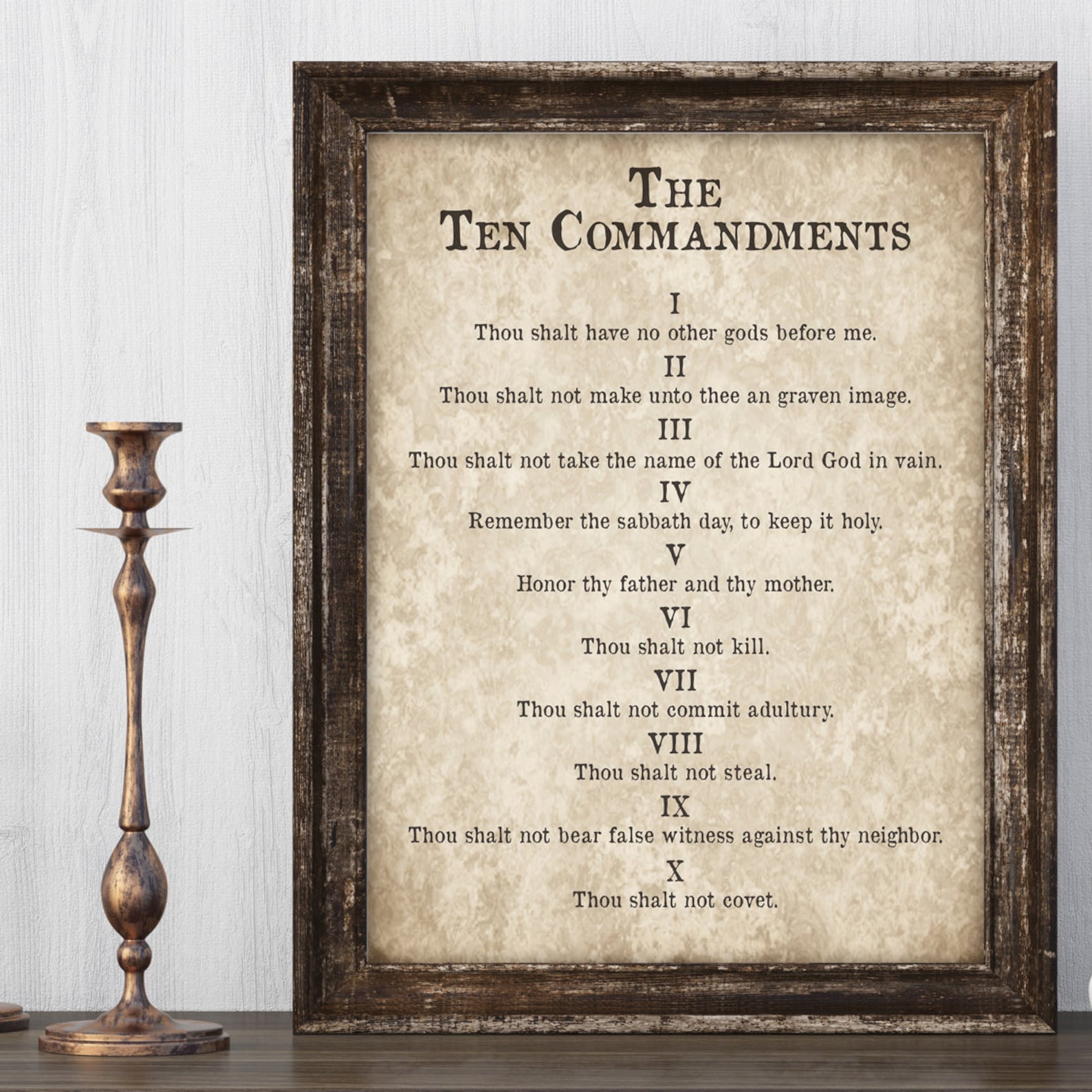 Ten Commandments Print: Vintage Bible Verse, Farmhouse Decor (digital ...