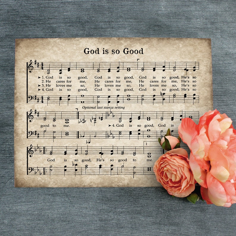 God is so Good Printable Vintage Sheet Music Instant | Etsy