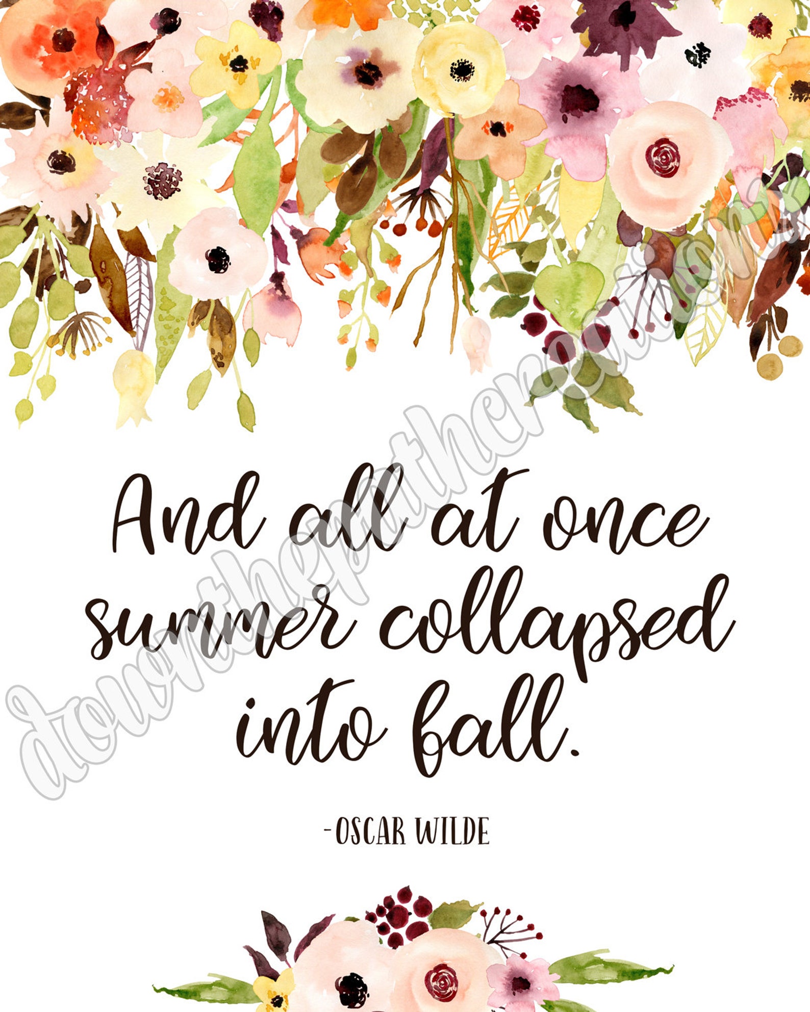 And All at Once Summer Collapsed Into Fall Print Oscar Wilde - Etsy