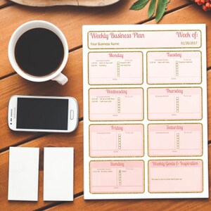 Printable, Editable Weekly Business Plan, Small Business, Instant ...